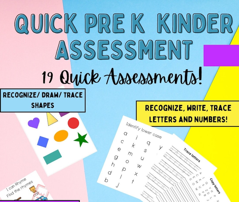 Quick Pre K Kindergarten Assessment Progress Tracker Back to School ...