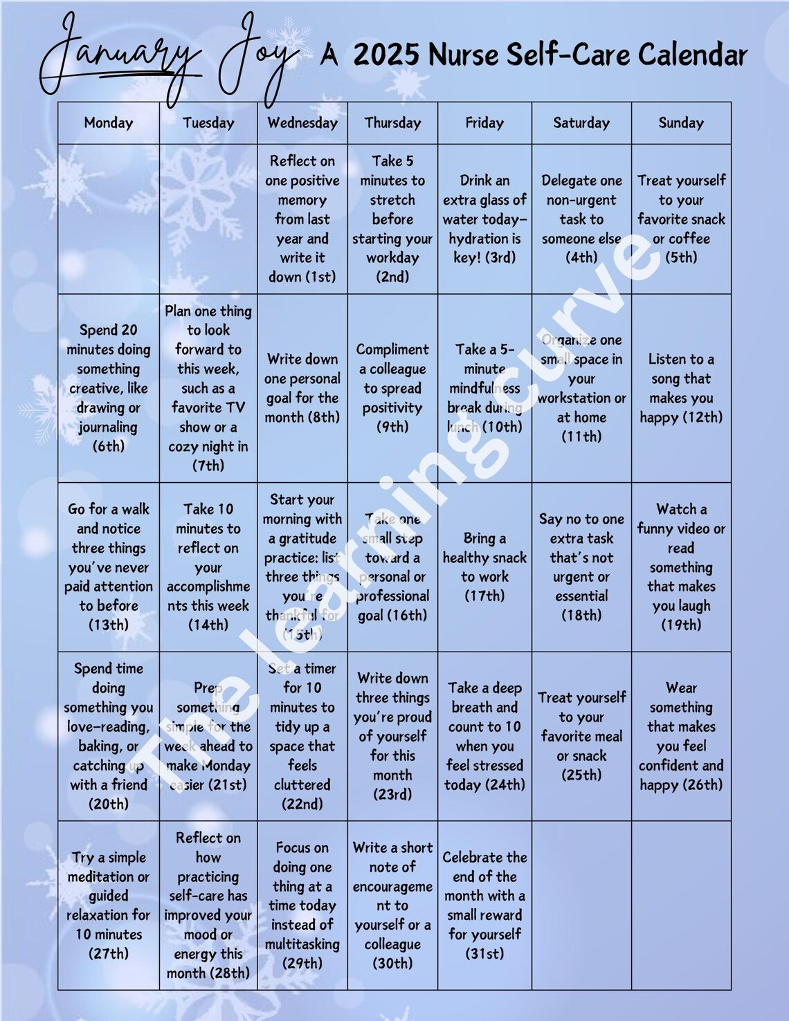 A 12 Month Self-care Calendar: Personal Growth & Balance for Nurses - Etsy