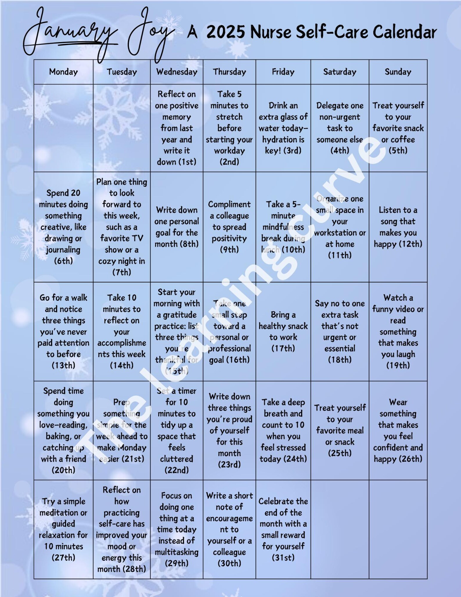 A 12 Month Self-care Calendar: Personal Growth & Balance for Nurses - Etsy