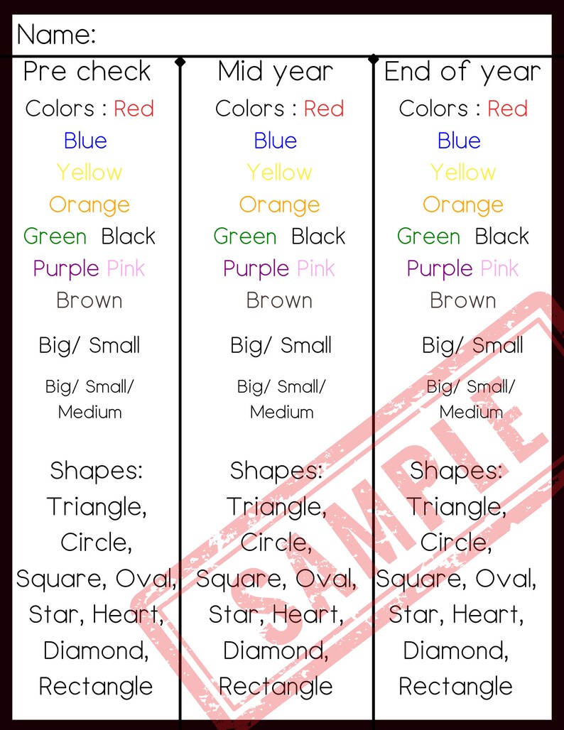 Pre-k & Kindergarten Assessment Toolkit: Progress Tracker (digital Download) - Etsy