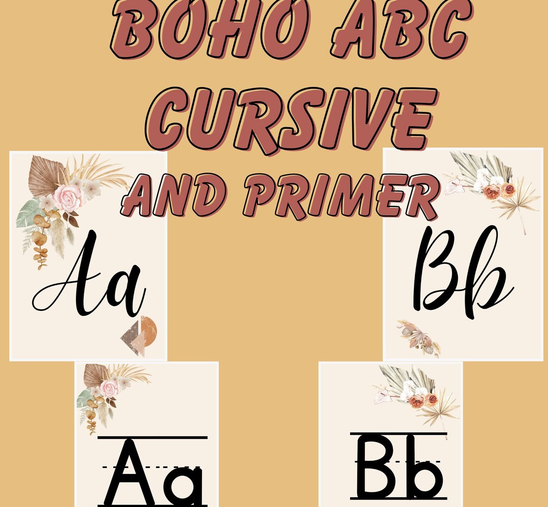 Boho Western Neutral ABC Alphabet Posters Cursive and Primer Style - Etsy