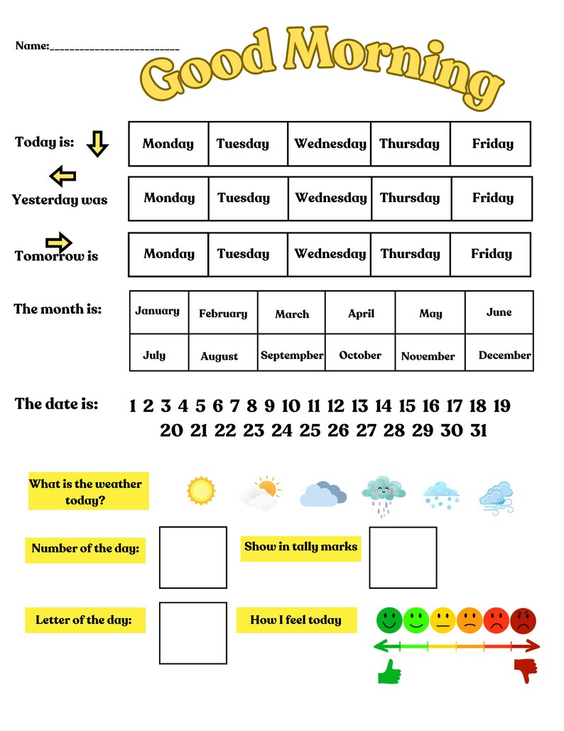Morning Meeting Pages Morning Binder Work Independent Work Seat Work - Etsy