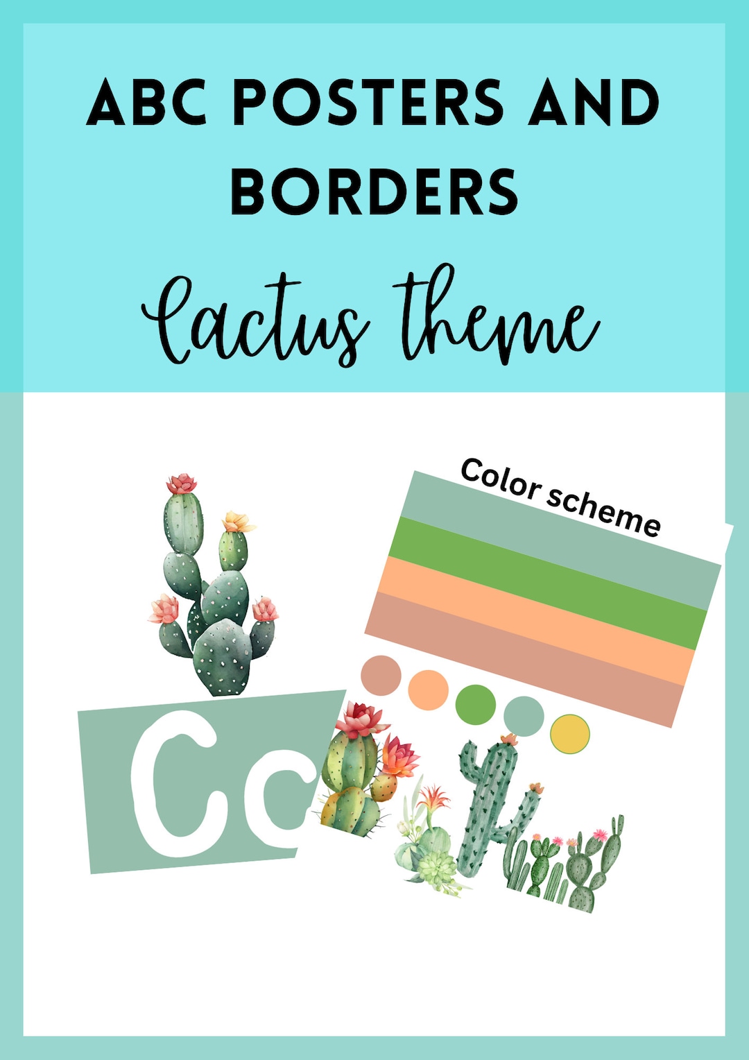 Cactus ABC Posters Classroom Decor ABC Alphabet Posters Cactus Theme ...