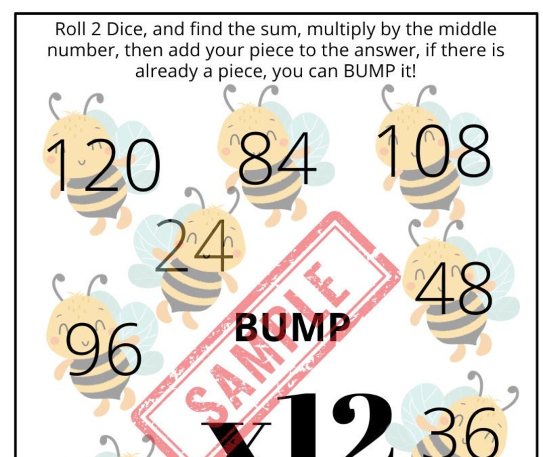 Math Dice Game Bump It Bee Theme Summer Spring - Etsy