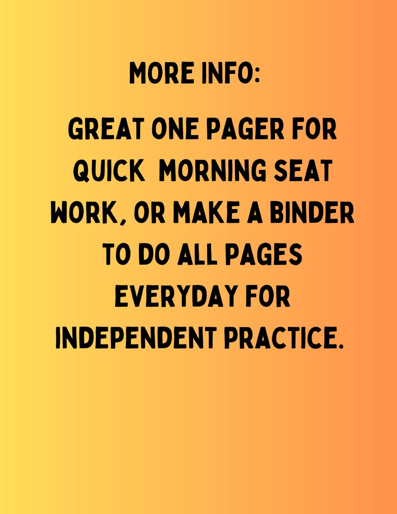 Morning Meeting Pages Morning Binder Work Independent Work Seat Work - Etsy