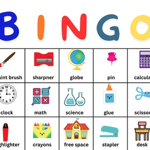 Bingo School Supply Theme - Etsy