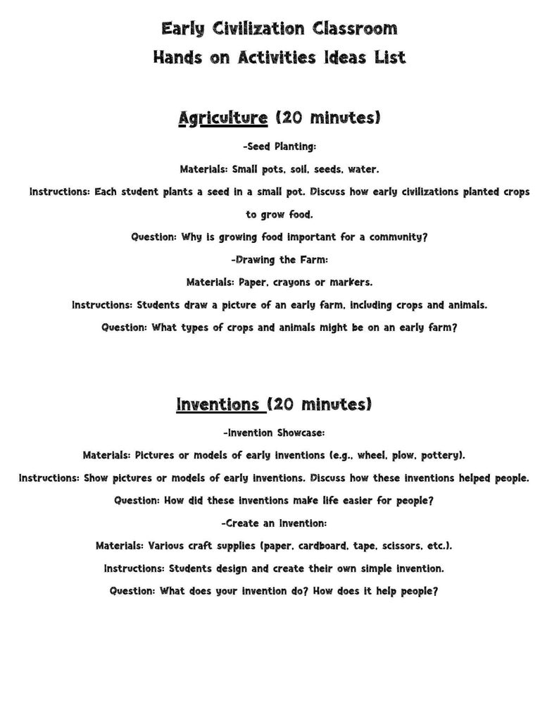 Early Civilizations Lesson Plan: Agriculture, Government, Inventions ...
