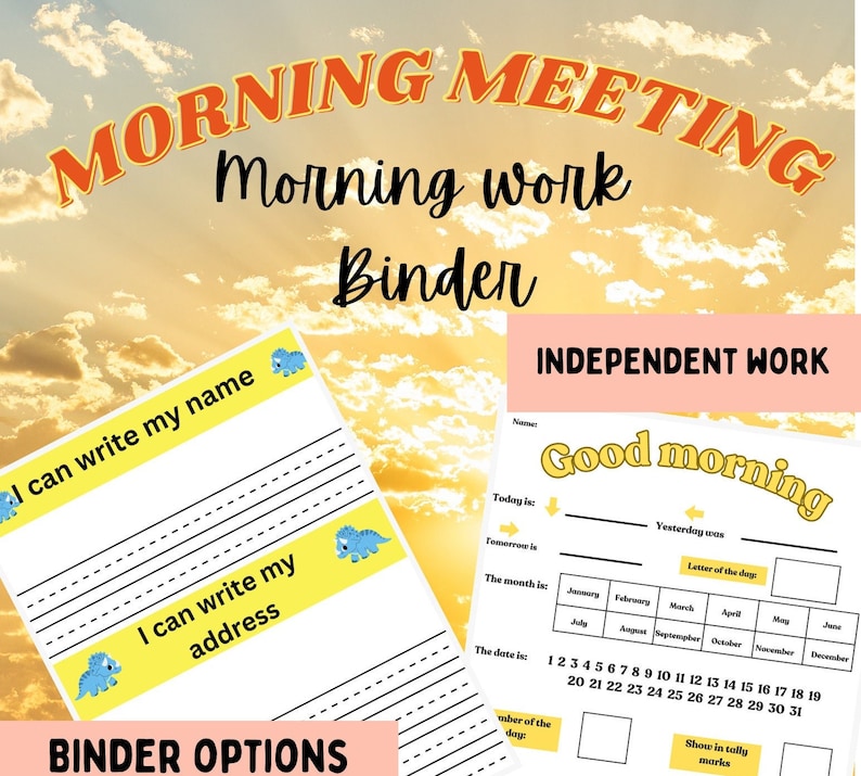 Morning Meeting Pages Morning Binder Work Independent Work Seat Work - Etsy