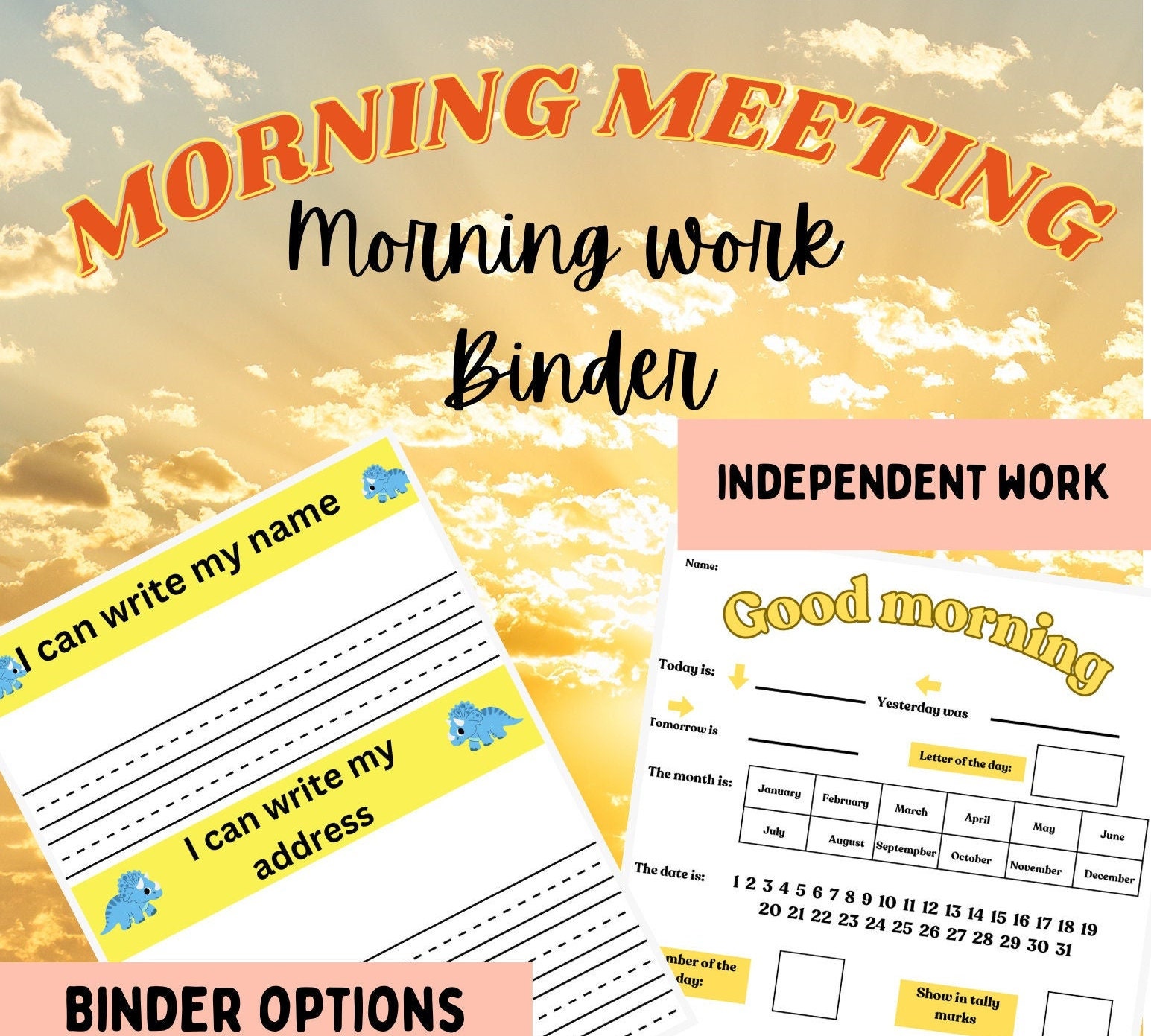 Morning Meeting Pages Morning Binder Work Independent Work Seat Work - Etsy