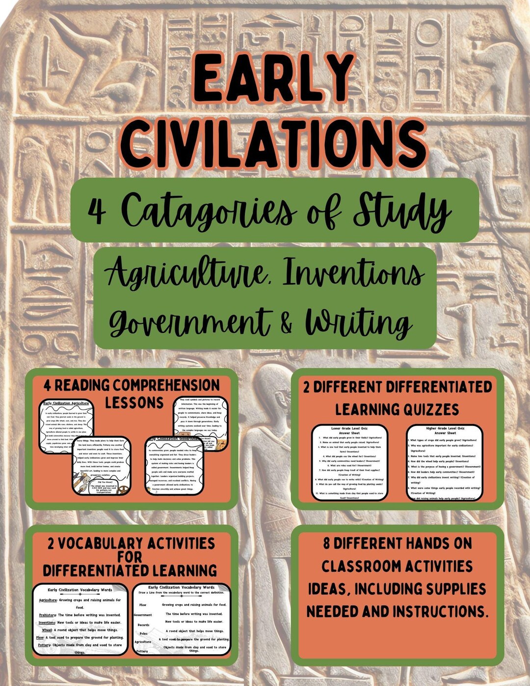 Early Civilizations Lesson Plan: Agriculture, Government, Inventions ...