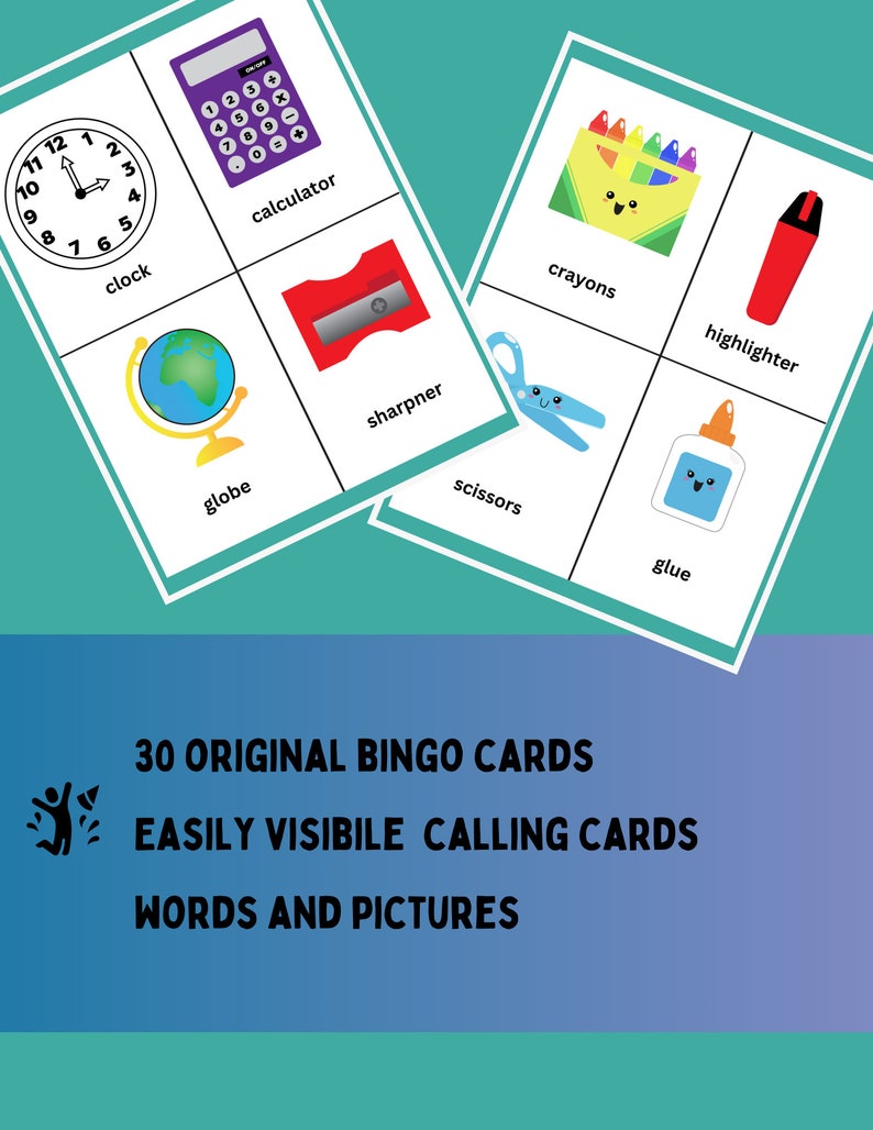 Bingo School Supply Theme - Etsy