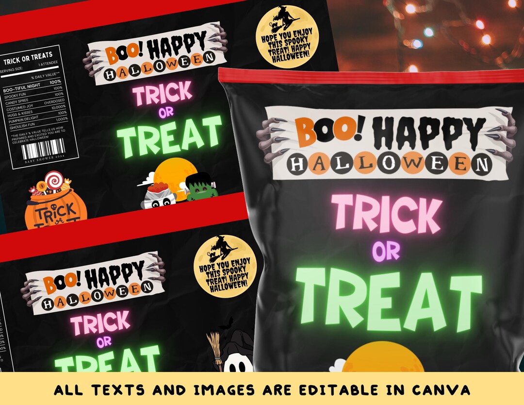 Glowing Trick or Treat Chip Bag Halloween Special - Etsy