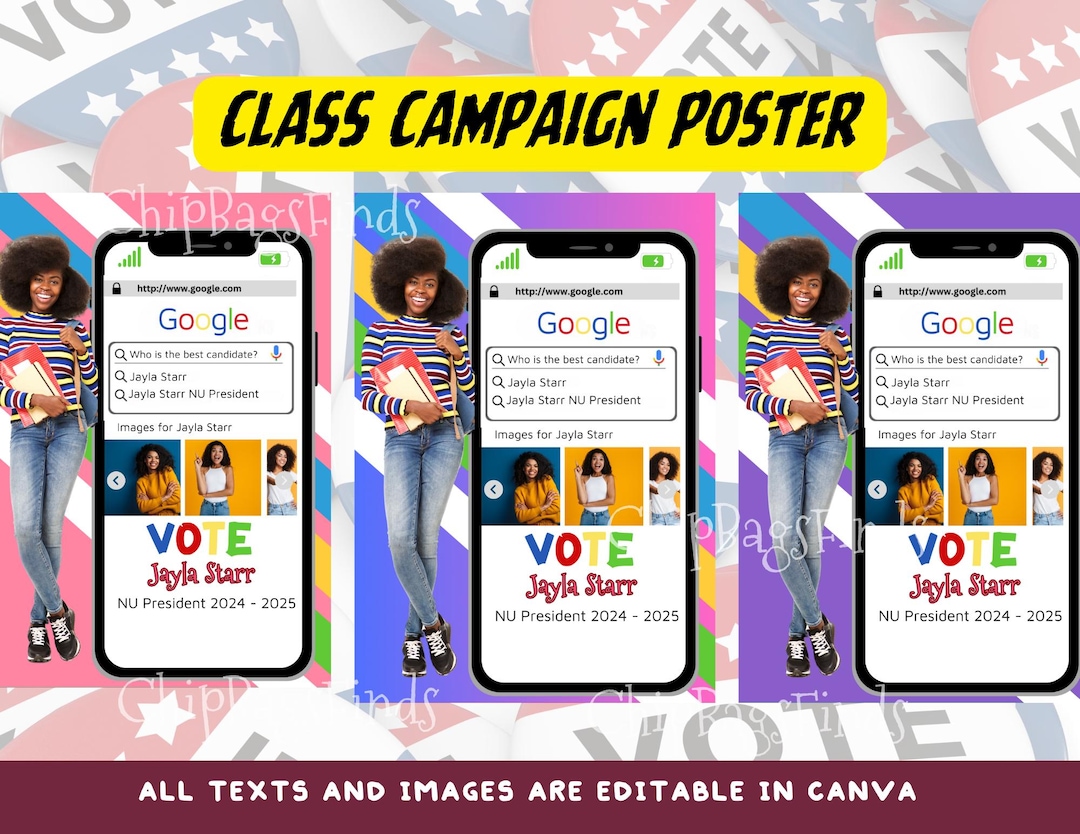Student Council Poster Campaign Election in Colorful Stripes School ...