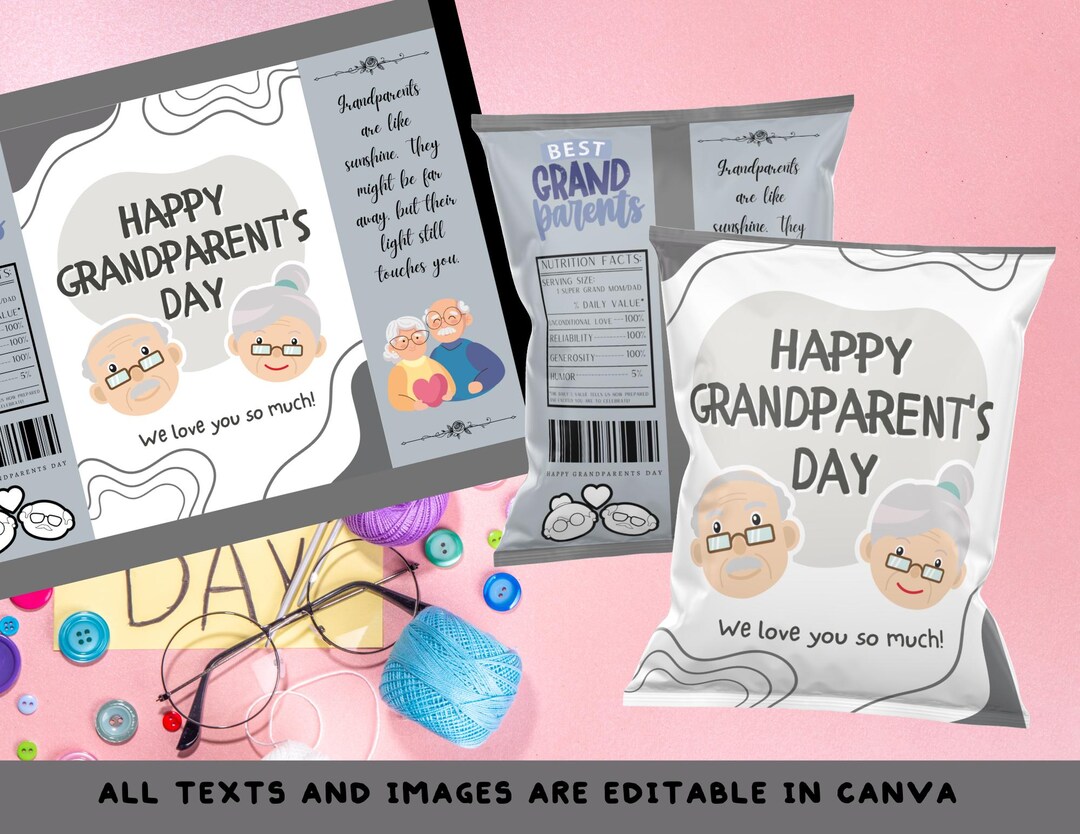 Fun Grandparents Day Chip Bag Sweet Gift Custom Template - Etsy