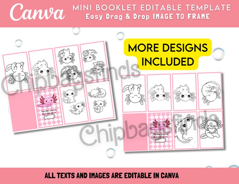 Axolotl Party Favors Theme Booklet Canva Template Editable in Canva - Etsy