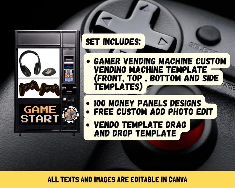 Gamer Vending Machine Template: Custom Editable Design (PDF) - Etsy