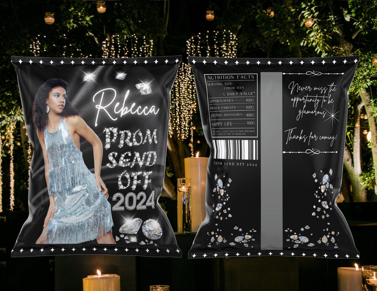 Prom Send off Chip Bag Elegant Party E Vent Editable in Canva - Etsy