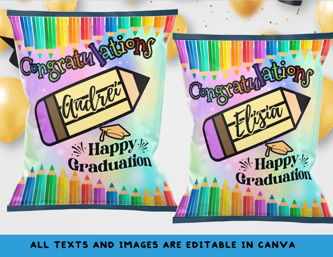 Personalized Graduation Chip Bag Template (PDF File) - Etsy
