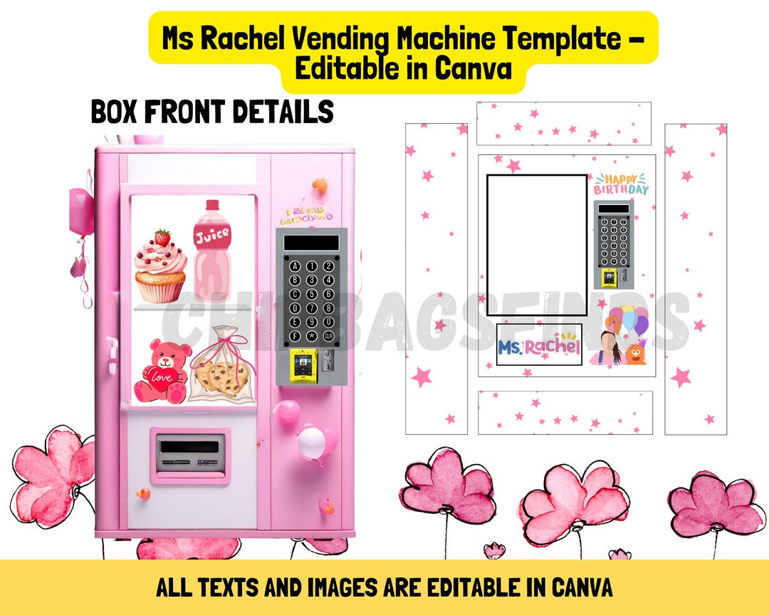 Ms Rachel Birthday Vending Machine Template: Editable Canva Design (PDF) - Etsy