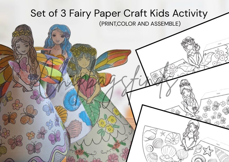 Printable Set of 3 Fairy Paper Craft Kids Activity - Etsy
