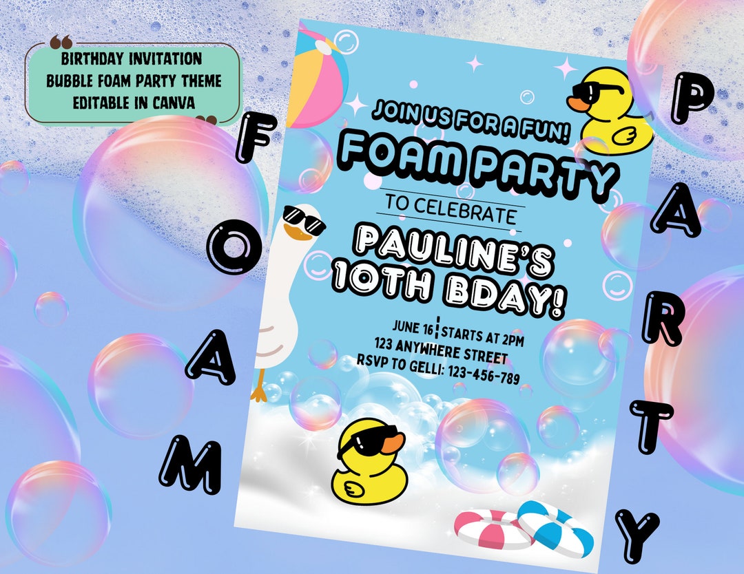 Sweet Pool Kids Get Ready to Make a Splash Foam Party Invitation ...