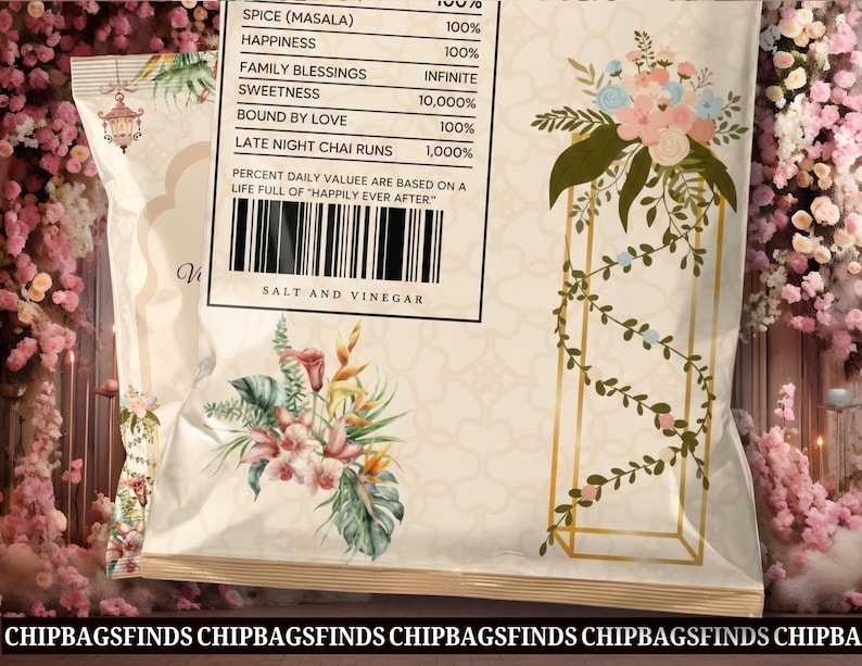 Indian Wedding Chip Bag Party Favor Editable in Canva - Etsy