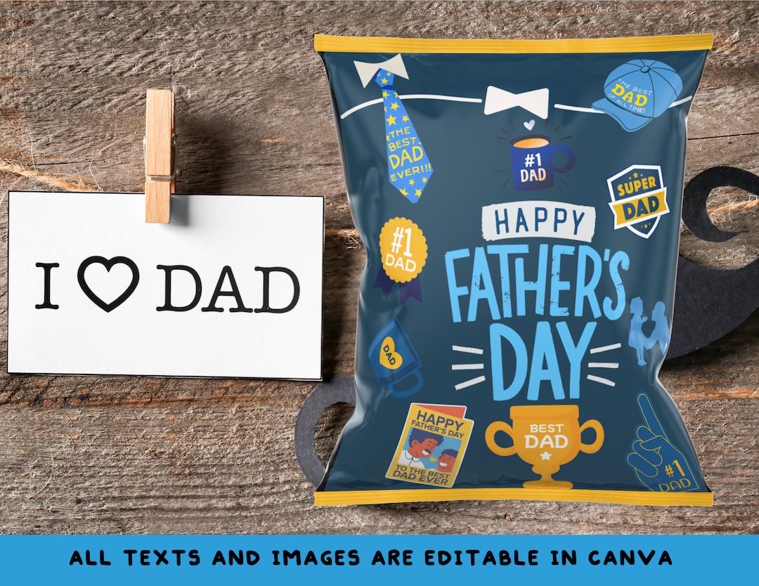 Happy Father's Day Chip Bag Template (PDF, Canva) - Etsy