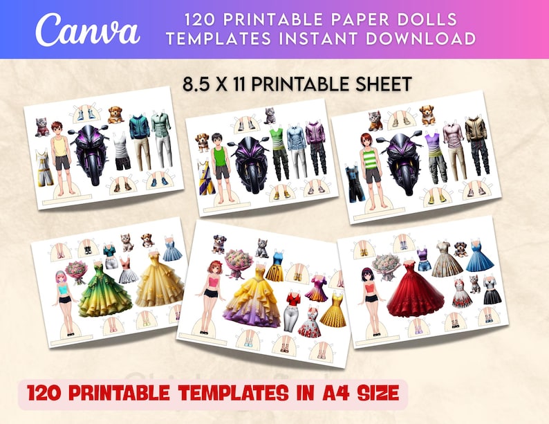 120 Printable Paper Dolls Templates (instant Download) – Mix Match ...