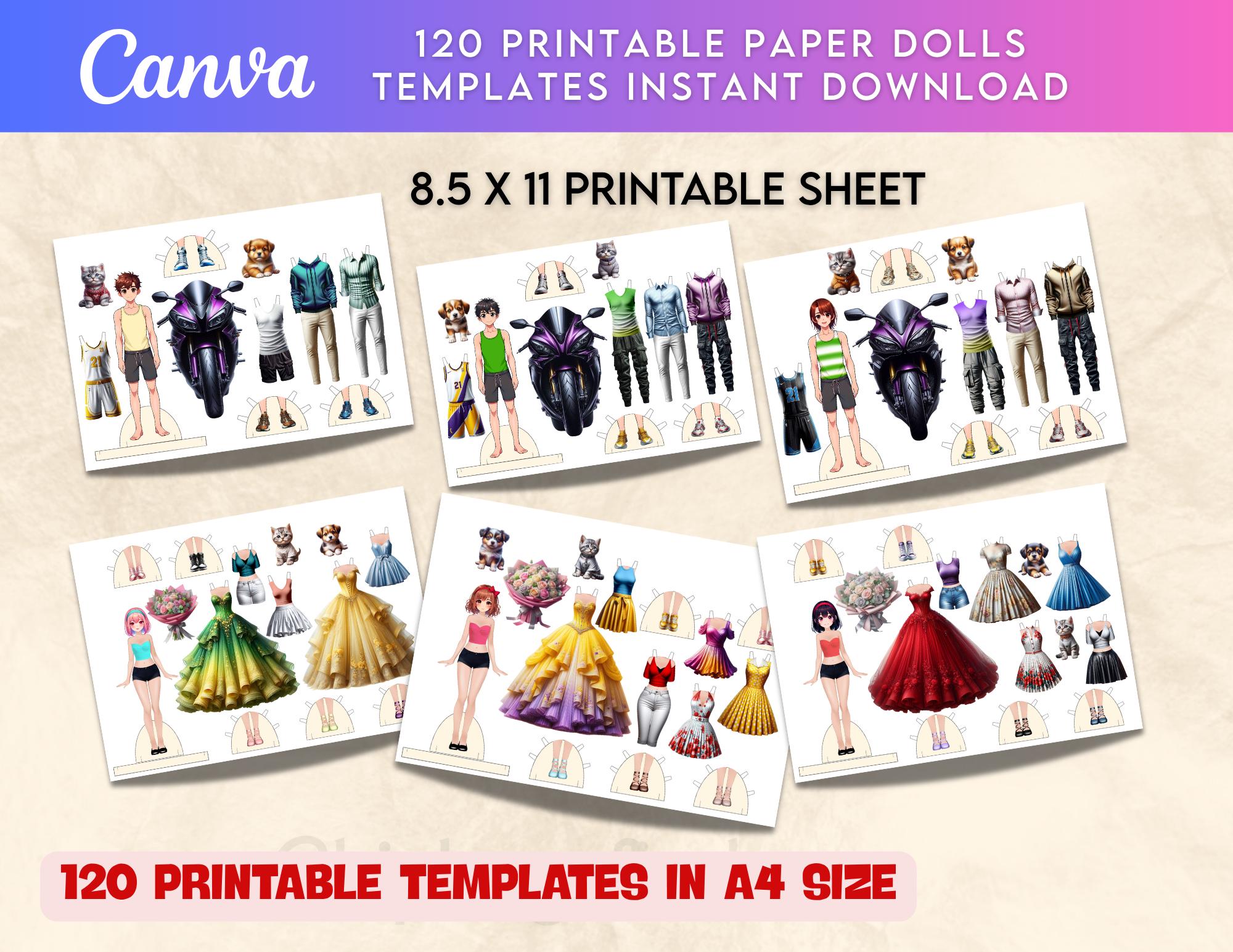 120 Styles Printable Paper Dolls Template Instant Download Canva Mix ...