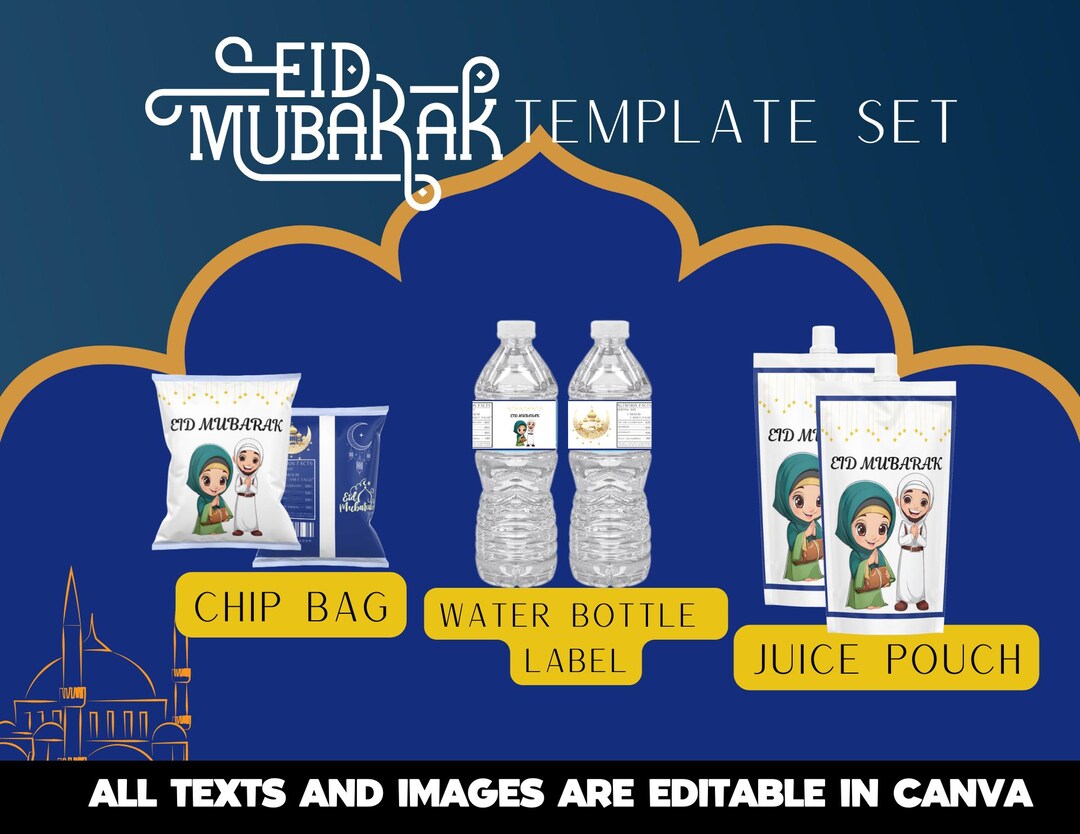 EID Adha Chip Bag,water Bottle and Capri Suns Editable in Canva - Etsy