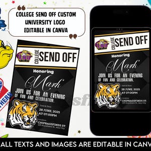 College Send off Custom University Logo Free Personalization Editable ...