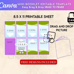 Easy Drag and Drop Mini Booklet Canva Template Editable in Canva - Etsy