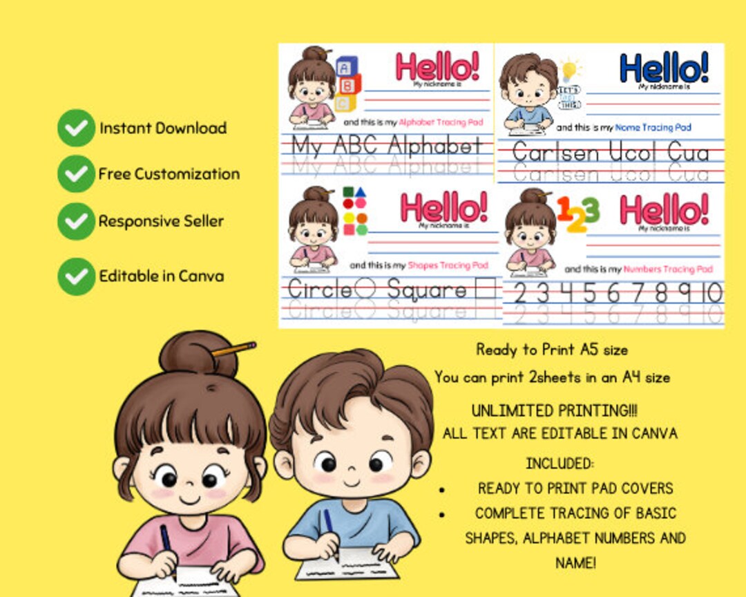 Spark Creativity and Learning With Our Kids Tracing Pad Template! - Etsy