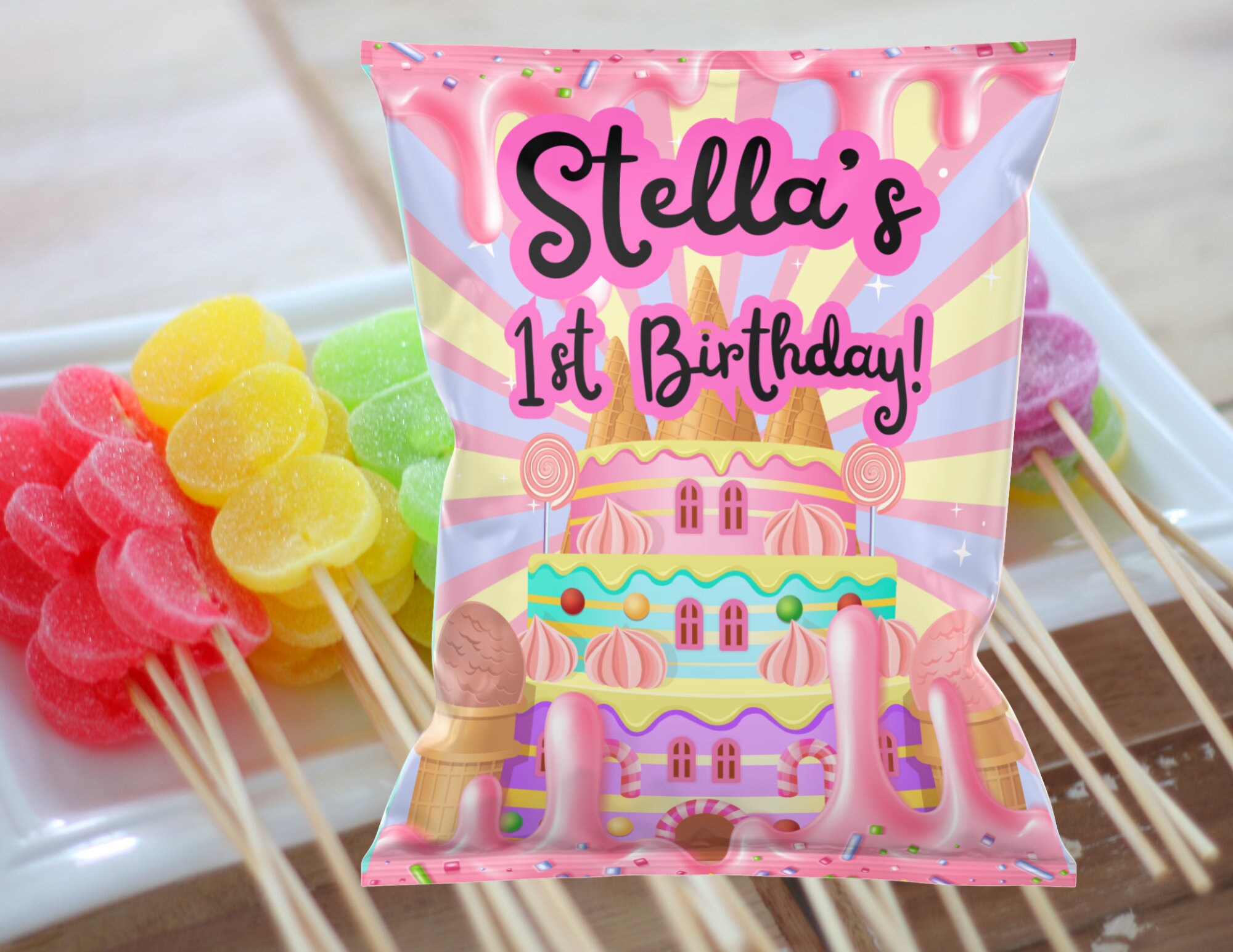 Candyland Birthday Theme Chip Bag - Etsy