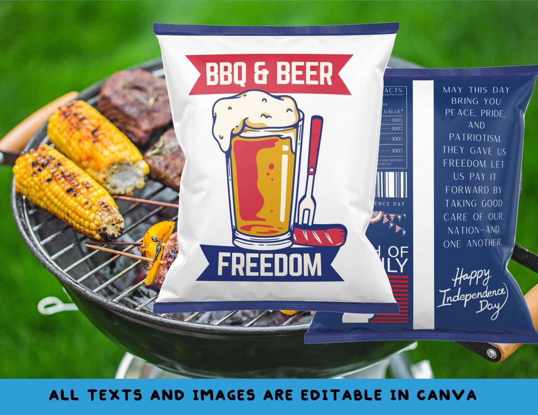 Get Into the July 4th Spirit BBQ Beer Freedom Chip Bag - Etsy