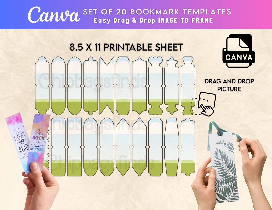 Magnetic Bookmark Template Bundle: DIY Clipart, Editable in Canva - Etsy