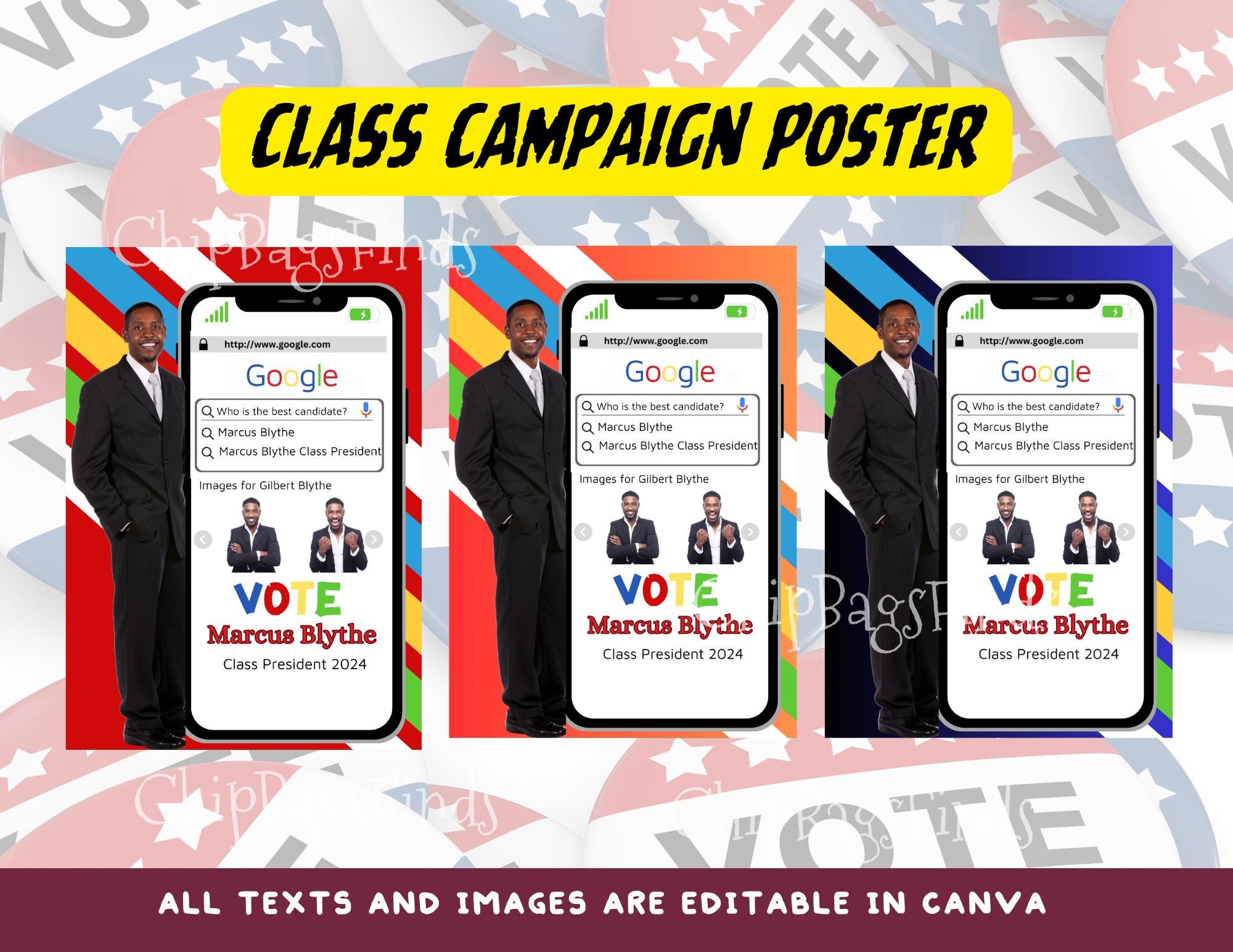 School Campaign Poster Election Poster in Colorful Stripes Campaign - Etsy