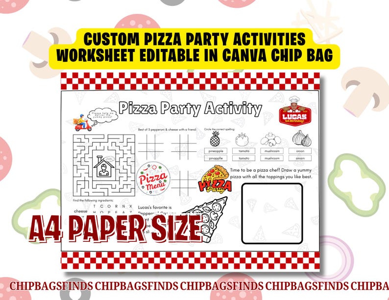 Custom Birthday Pizza Activity Sheet Coloring Sheet Editable in Canva ...