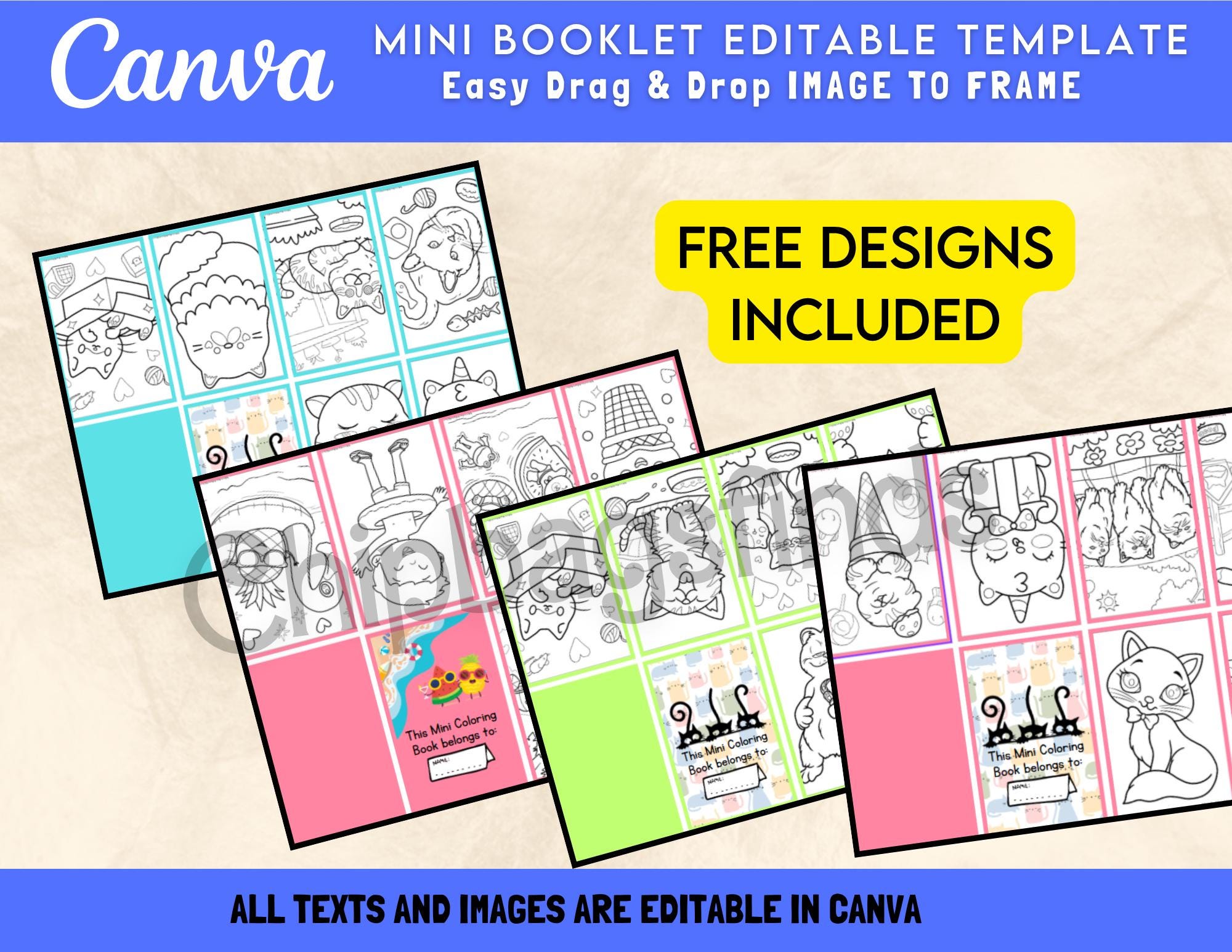 Easy Drag and Drop Mini Booklet Canva Template Editable in Canva - Etsy