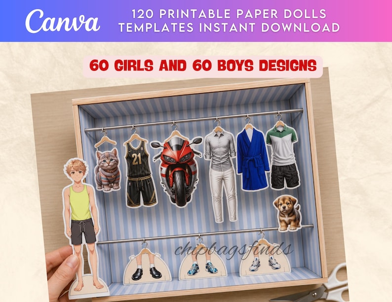 120 Printable Paper Dolls Templates (instant Download) – Mix Match ...
