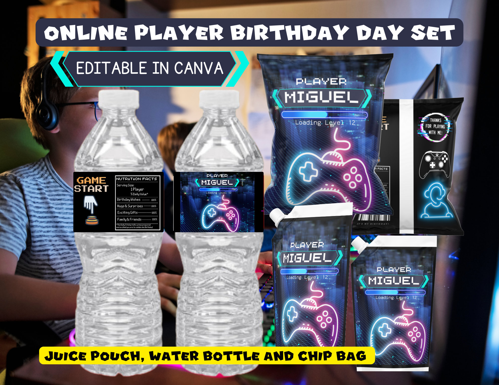 Game Theme Birthday Set Game On Party Favors for Kids - Etsy