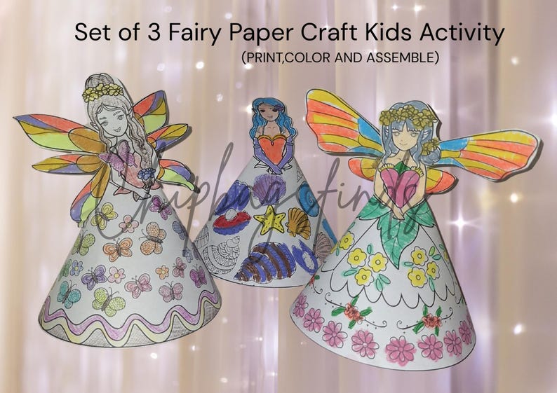 Printable Set of 3 Fairy Paper Craft Kids Activity - Etsy