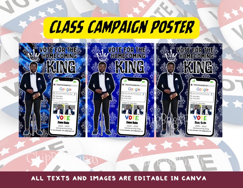 Homecoming King Campaign Poster: Colorful Stripes (PDF File) - Etsy