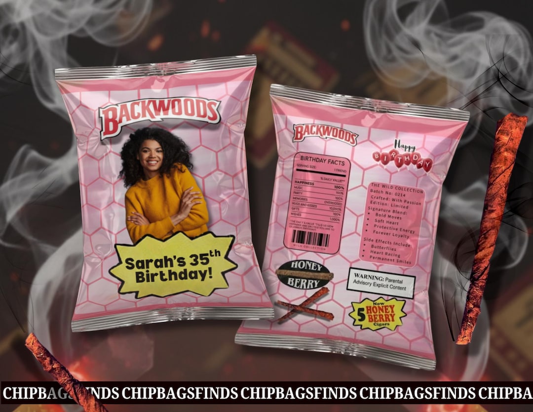Backwood Party Favor Template Pink Birthday Backwoods Chip Bag Editable ...