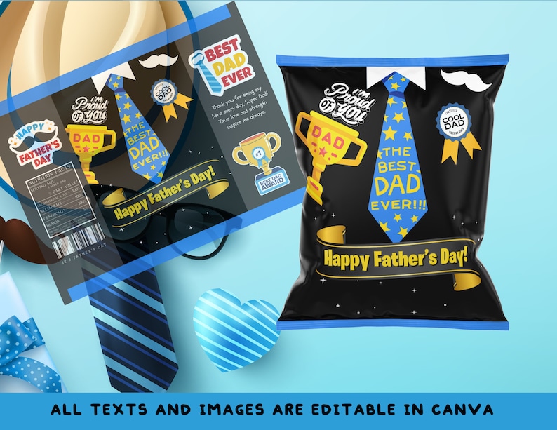 Father's Day Chip Bag Template: Suit & Tie Design (PDF File) - Etsy