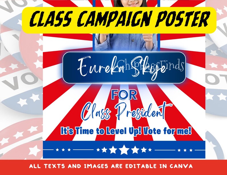 Striking Stripes Red Blue Class President Student Poster Campaign School Poster Campaign - Etsy