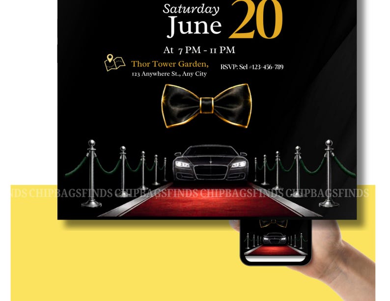 Prom Send off Flyer Template: Black Gold Red Carpet Design (PDF) - Etsy UK