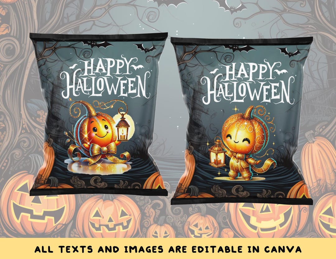 Pumpkin Lights Bundle of Two Chip Bag Halloween Special - Etsy