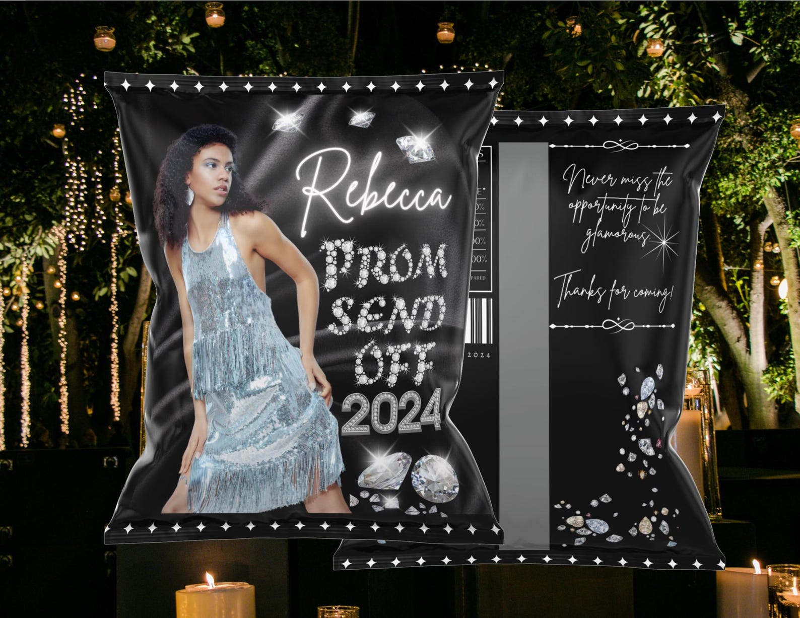 Prom Send off Chip Bag Elegant Party E Vent Editable in Canva - Etsy