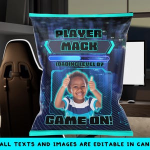 Custom Photo Gamer Theme Chip Bag Level up Birthday Chip Bag - Etsy